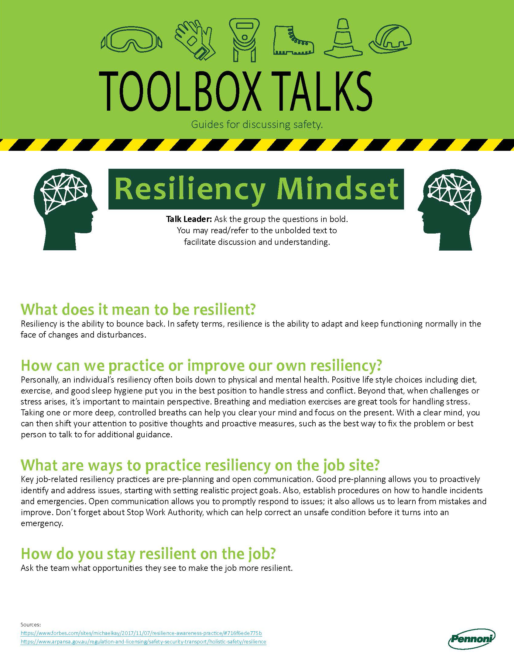 Safety Week 2019 - Resiliency Toolbox Talk | Pennoni
